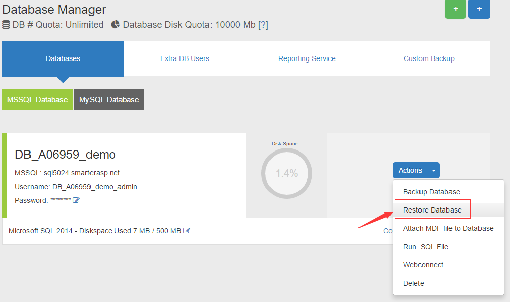 How Can I Restore Mssql Database To Your Server