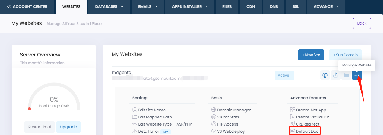 How can I set default page for my site? - SmarterASP.net
