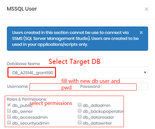 How can I create additional mssql database users? - SmarterASP.net