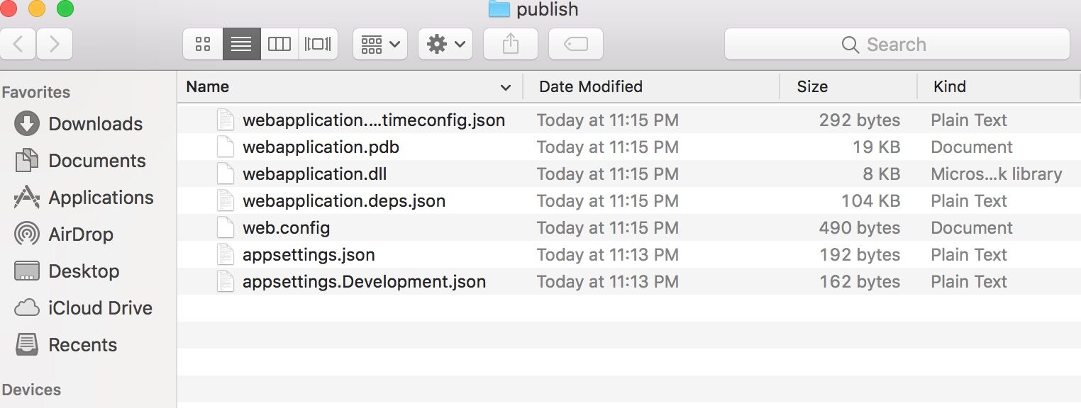 Creating an ASP.NET Core app in Visual Studio for Mac and Publish