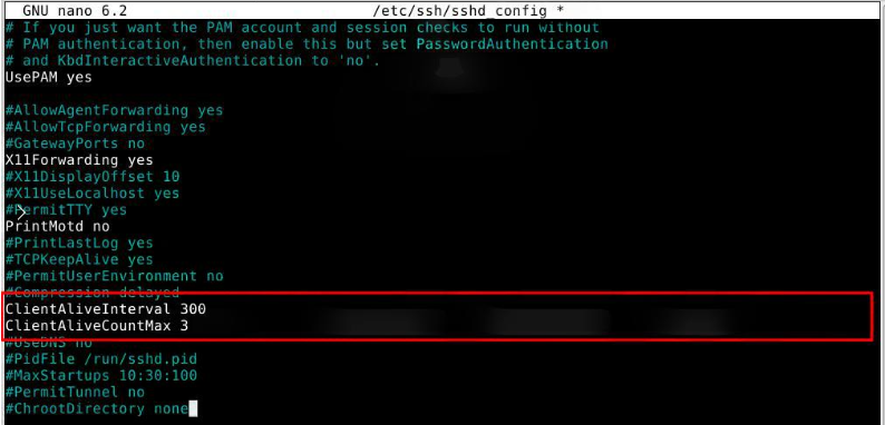 How do you configure SSH keep-alive to prevent sessions from timing out?