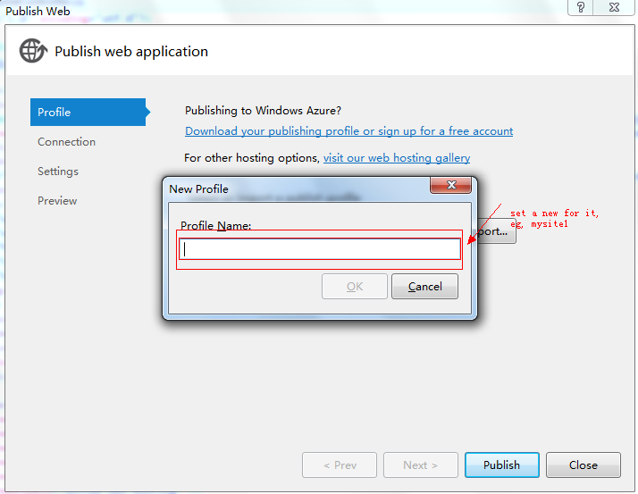 Use Web deploy function to publish site with Visual Studio 2012