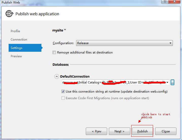 Use Web deploy function to publish site with Visual Studio 2012